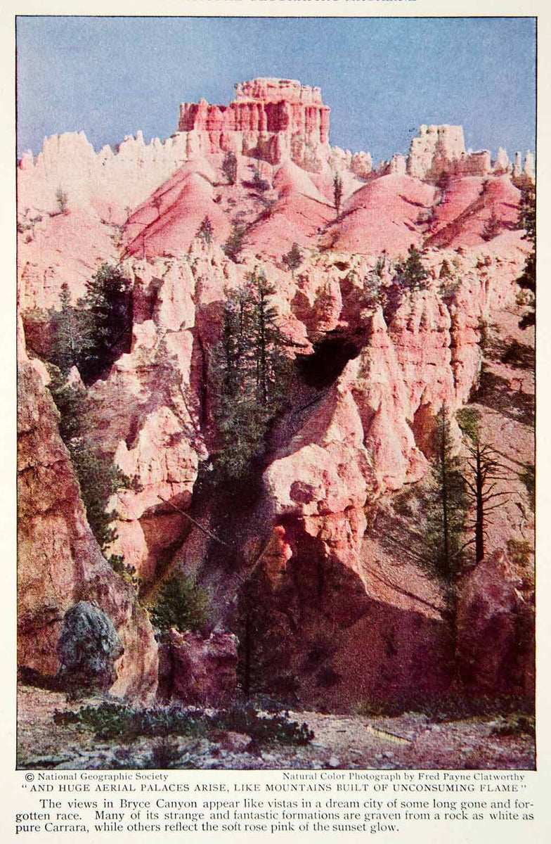 1928 Color Print Bryce Canyon National Park Vistas Landscape Mountains ...