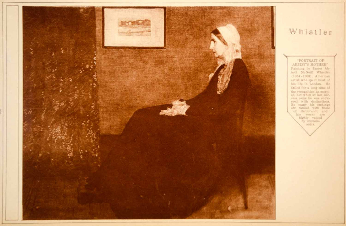 1923 Rotogravure James McNeill Whistler Whistler's Mother Portrait Ame ...