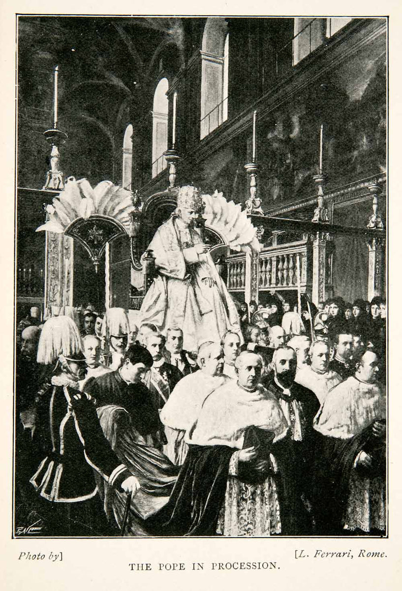 1902 Print Pope Procession Christian Leo XIII Vincenzo Gioacchino Raff ...
