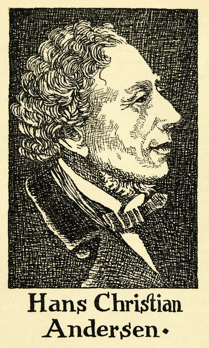 1938 Wood Engraving Hans Christian Andersen Portrait Oakley Danish Chi ...
