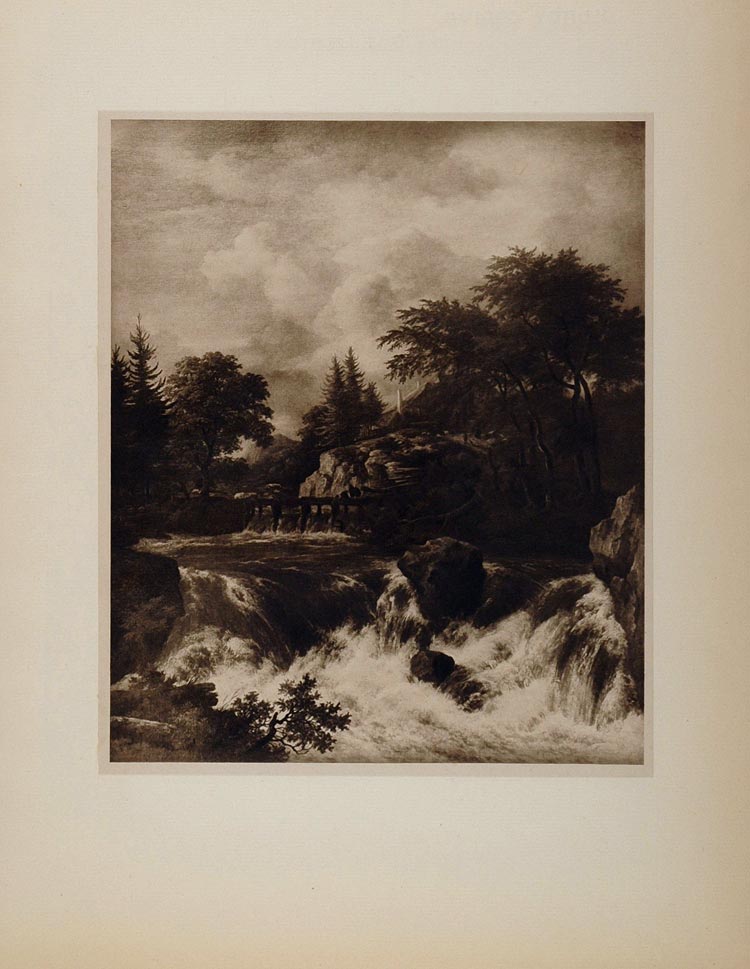 1901 Ruysdael Waterfall River Rapids Water Lithograph - ORIGINAL 100 ...