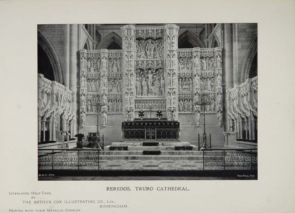 1905 Reredos Truro Cathedral Altar England Church Print ORIGINAL HISTO ...