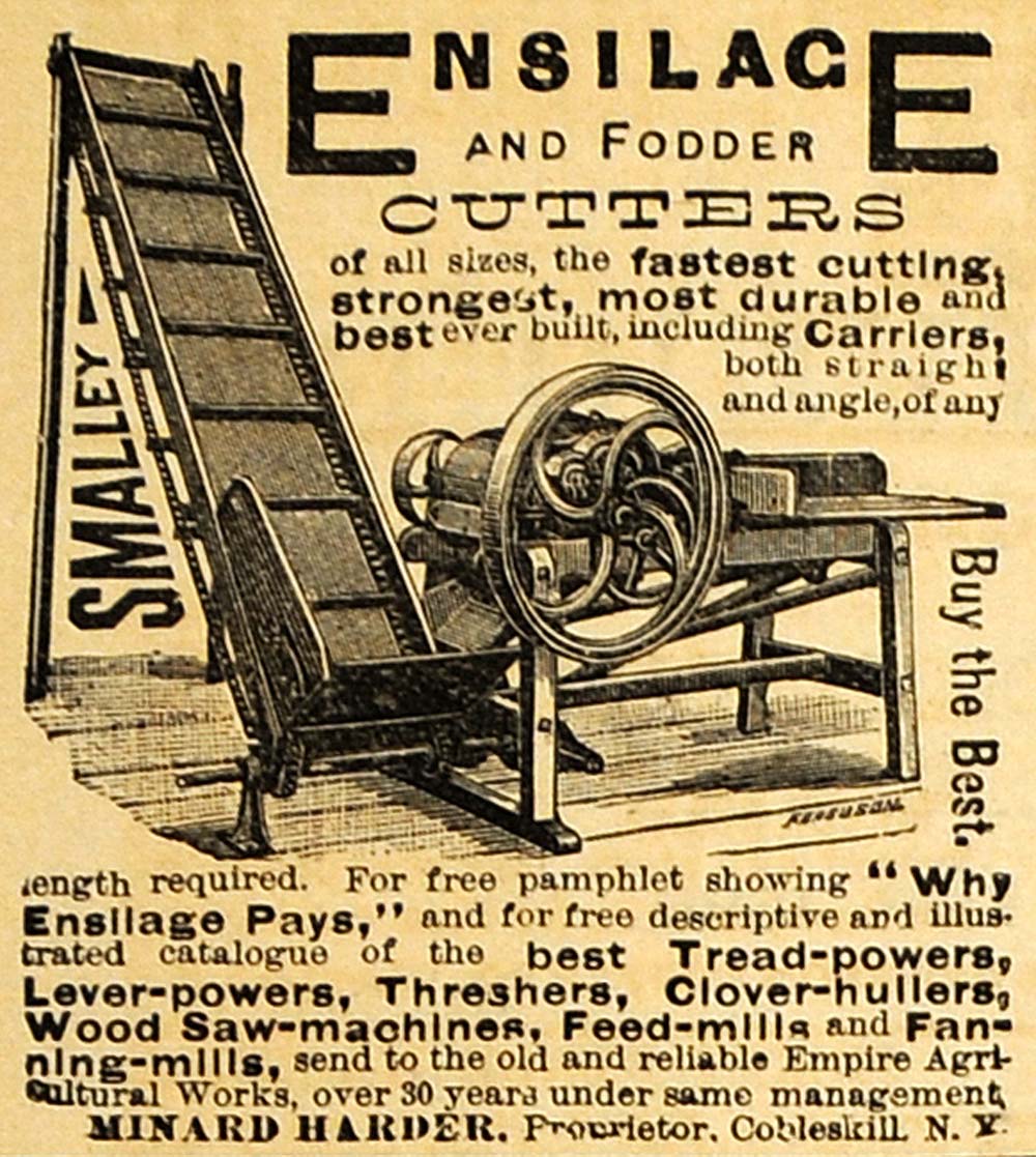 1890 Ad Minard Harder Ensilage Fodder Cutters Farming Agricultural AAG ...
