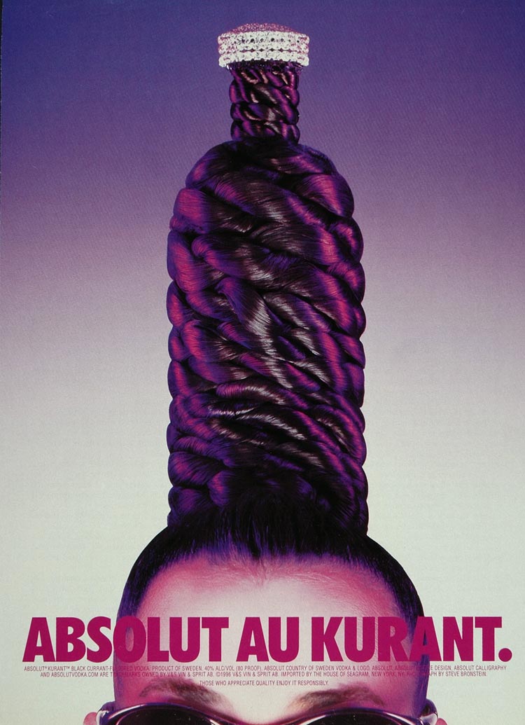 1996 Ad Absolut Kurant Currant Vodka Purple Hair Braids - ORIGINAL ABS ...