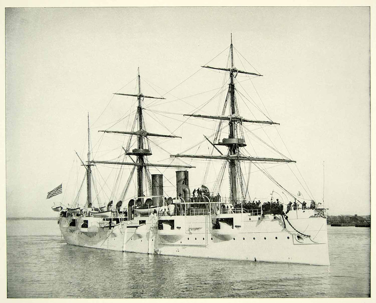 1894 Print Protected Steel Cruiser USS Newark Capt Silas W Terry Naval ...