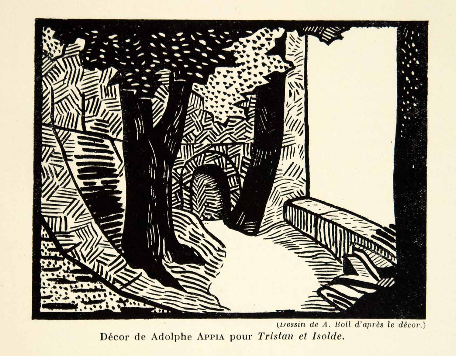 1931 Lithograph Adolphe Appia Theatre Opera Scenery Design Tristan Iso ...