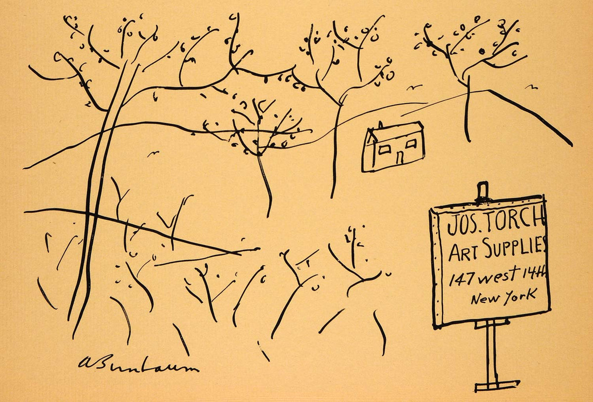 1954 Original Lithograph Abe Birnbaum Art Joseph Torch Artist Supplies ...