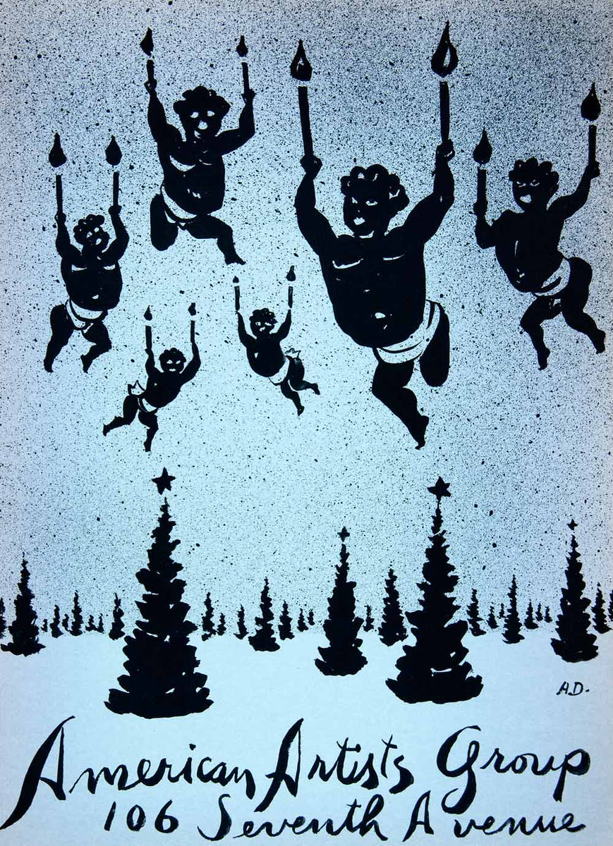 1953 Lithograph Adolf Dehn Art American Artist Group Christmas Angel 1 ...