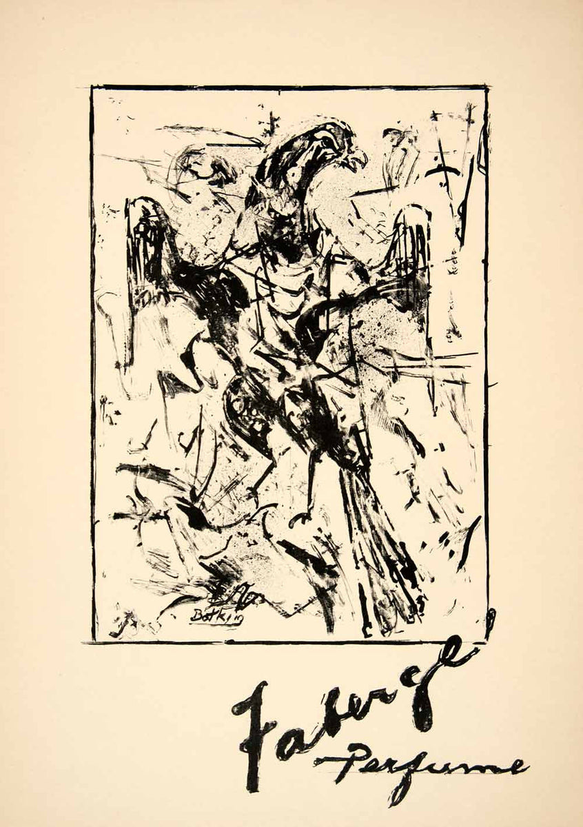 1953 Lithograph Henry Botkin Abstract Bird Artist Faberge Perfume Fren ...