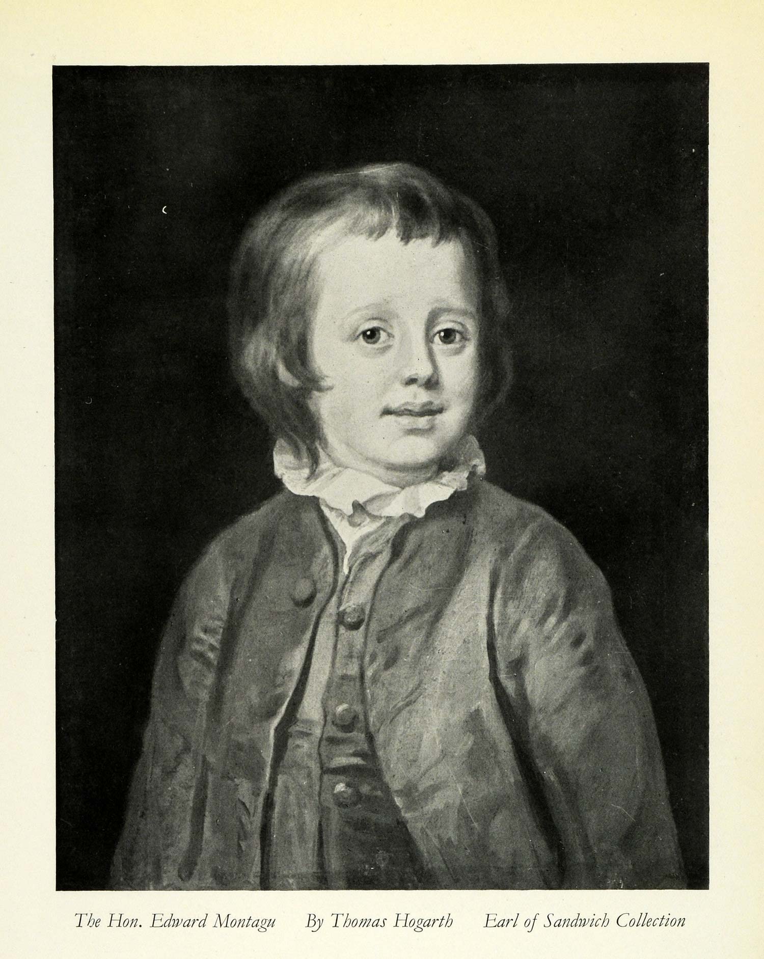 1932 Print Hogarth Portrait Hon. Edward Montagu Earl Sandwich Boy Chil ...