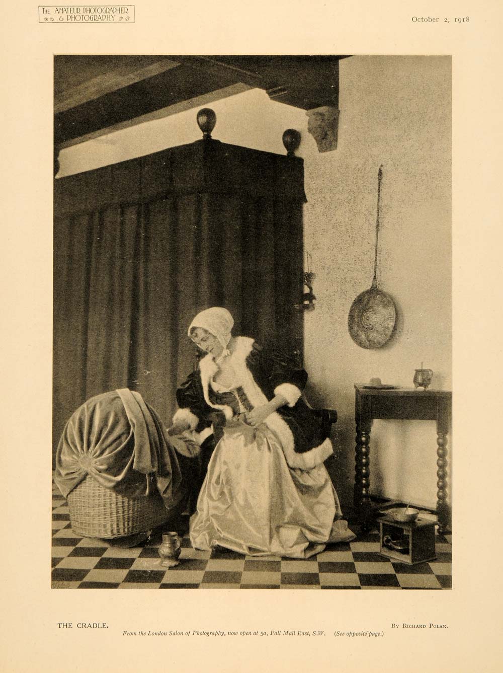 1918 Print Richard Polak Photography Baby Cradle Carriage Mother Bonne ...