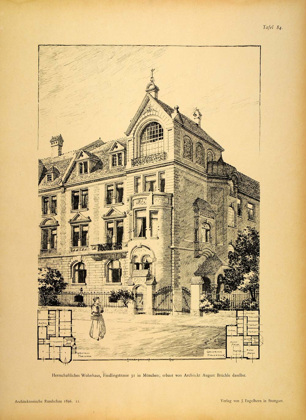 1896 Print Building Munich Germany German Architecture ORIGINAL HISTOR ...