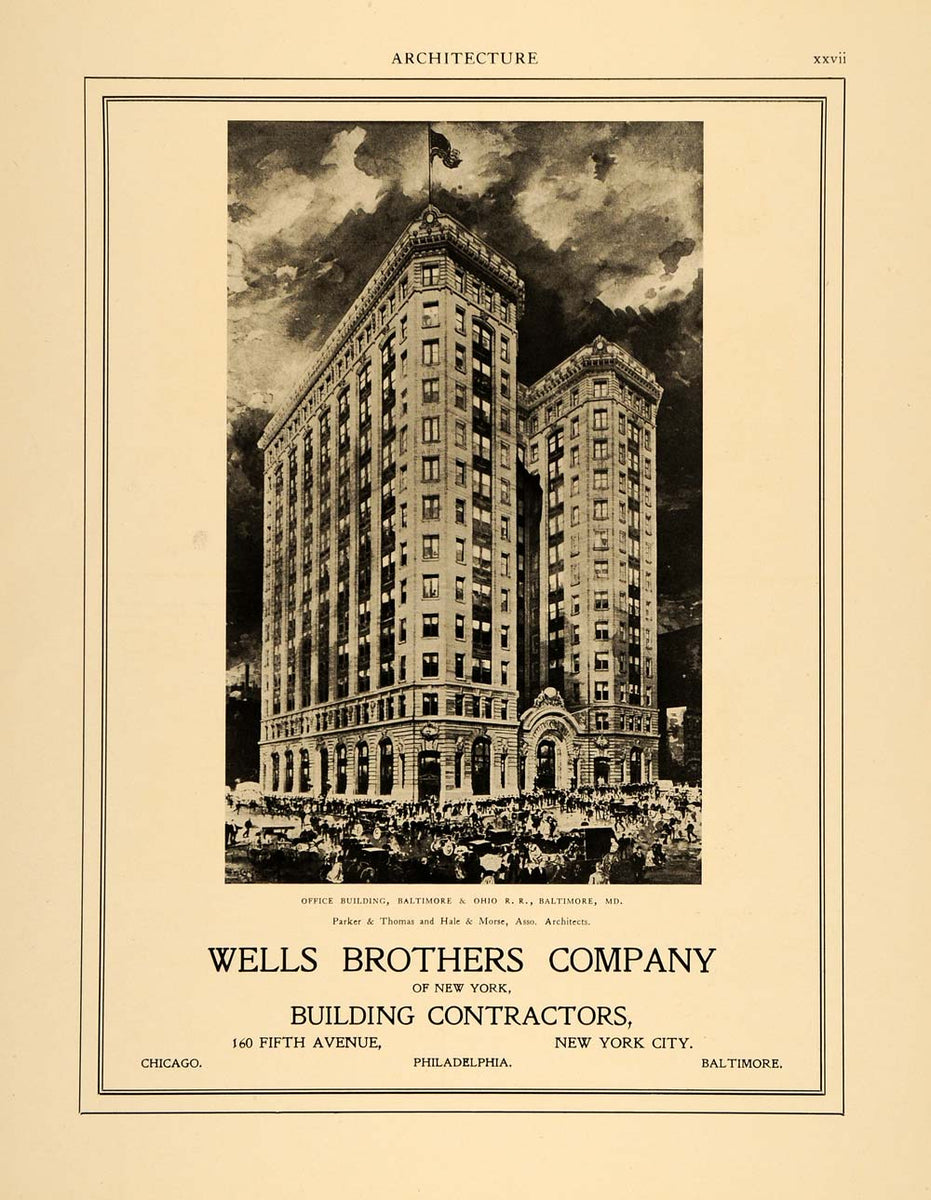 1905 Ad Wells Bros Office Architecture Baltimore Ohio Railroad Buildin ...