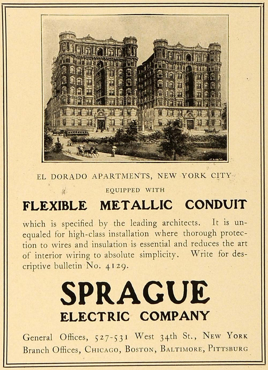 1904 Ad Sprague Electrical Metal Conduit El Dorado Apartments NYC ARC3 ...