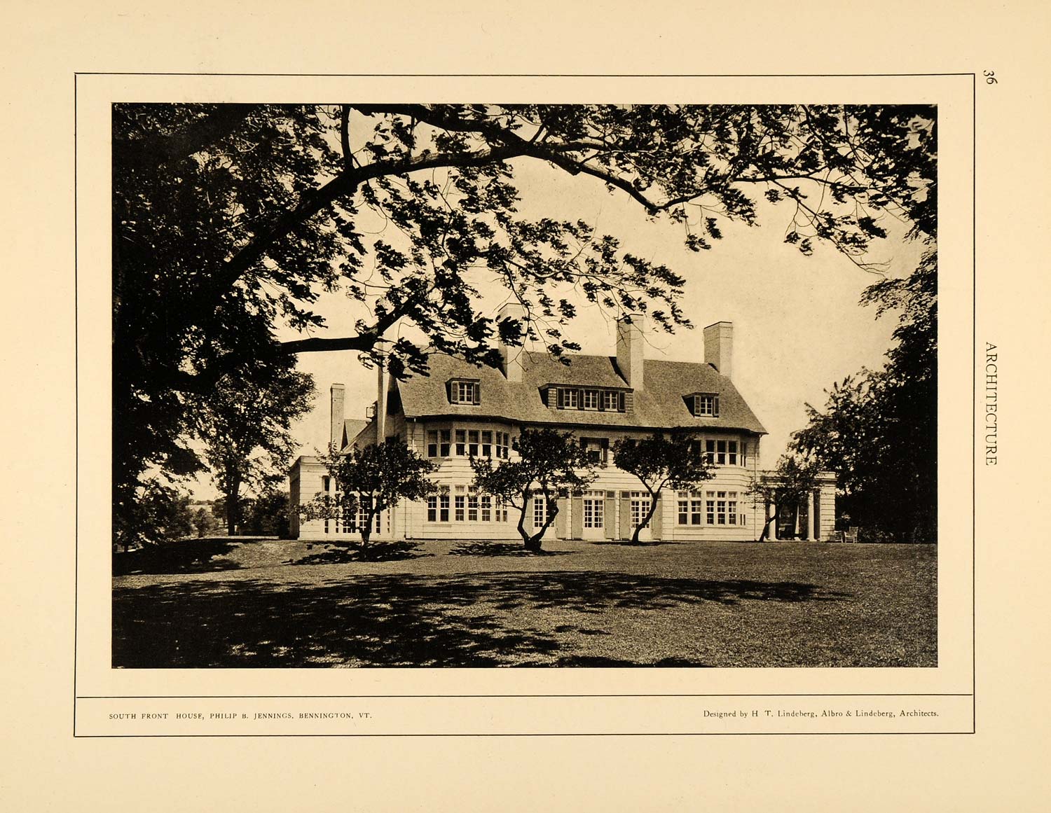 1915 Print Philip B Jennings Home Bennington Vermont Architecture Albr ...