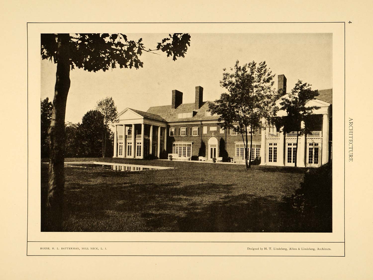 1915 Print Albro Lindeberg Architecture Mill Neck Long Island H L Batt ...