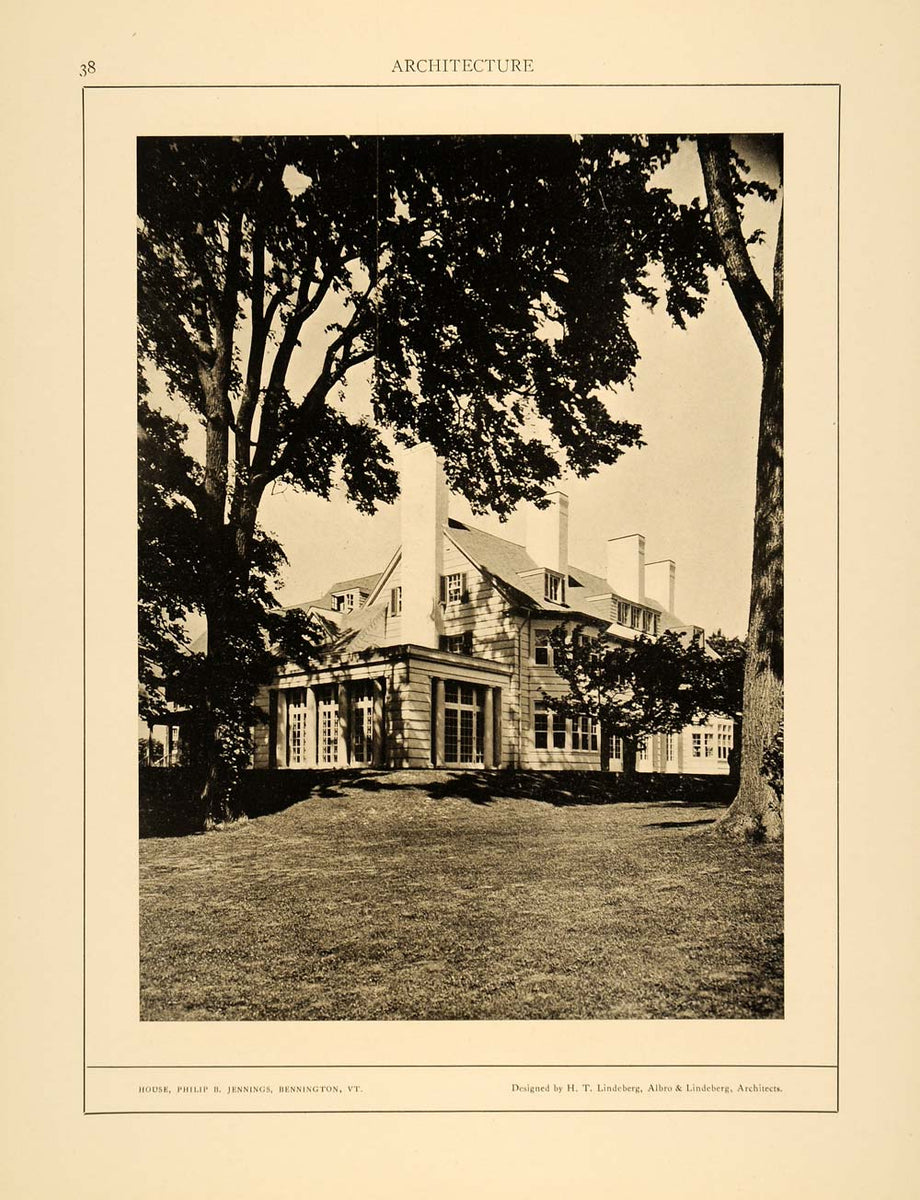 1915 Print Philip B. Jennings Home Bennington Virginia Lindeberg ARC5 ...