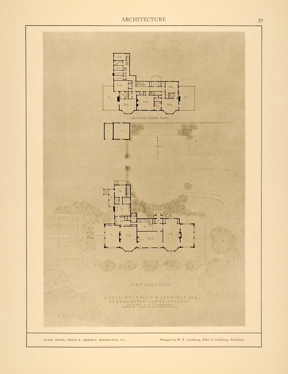 1915 Print Philip B. Jennings Home Bennington Virginia Lindeberg ARC5 ...