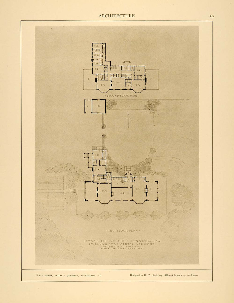 1915 Print Philip B. Jennings Home Bennington Virginia Lindeberg ARC5 ...