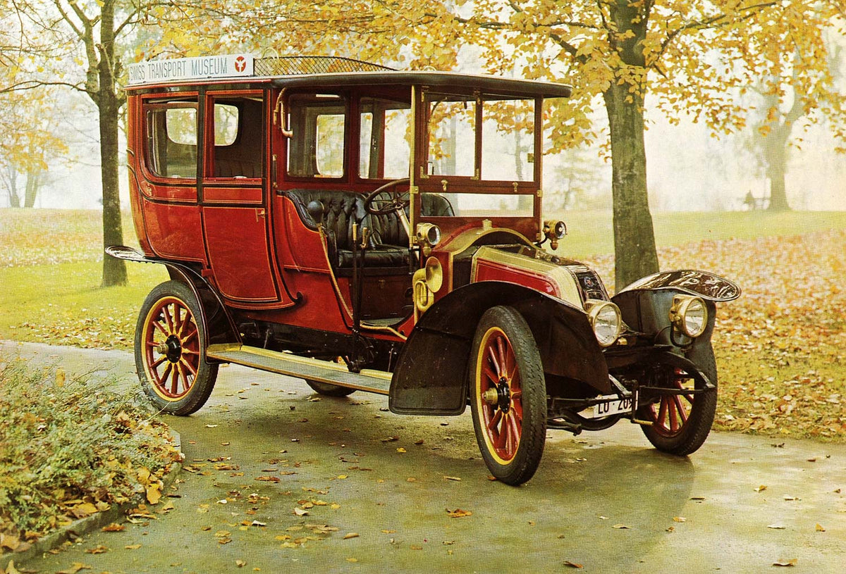 1967 Print Antique 1908 Renault Automobile Limousine Car Swiss Transpo ...