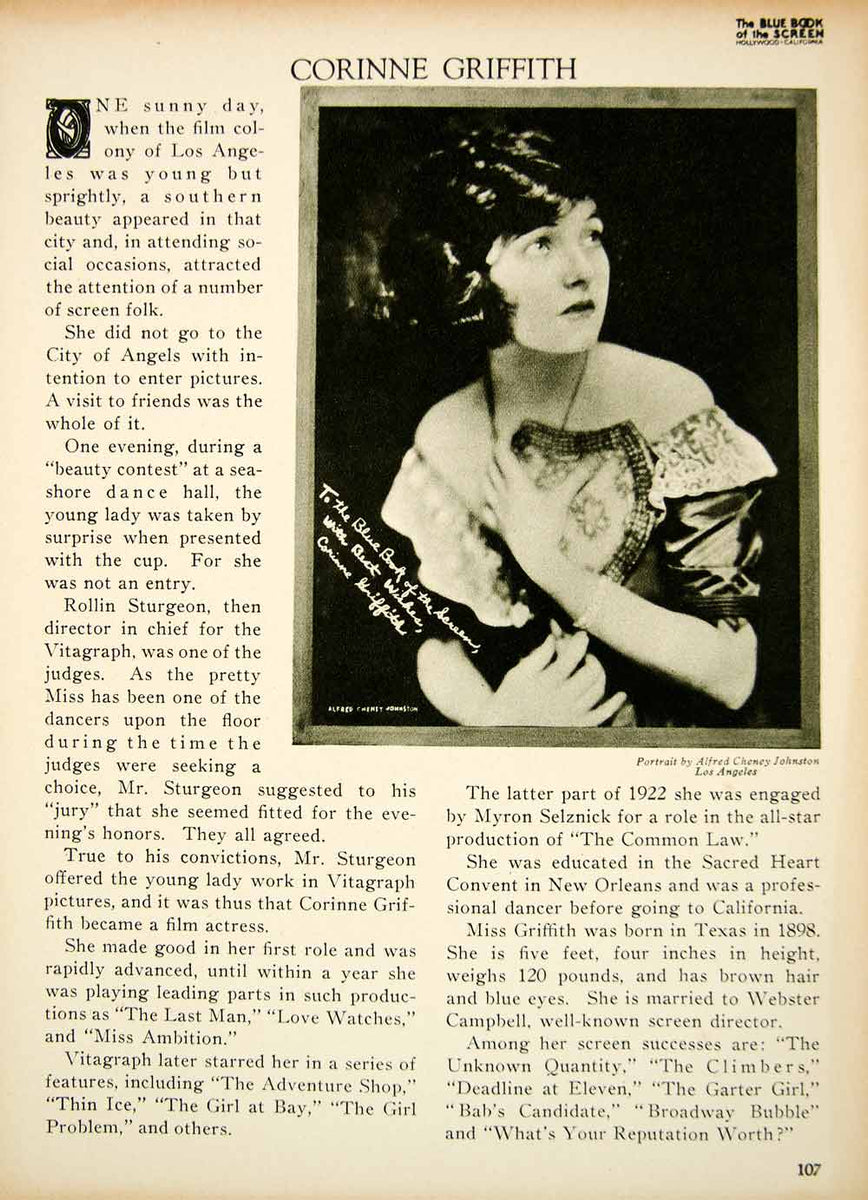 Corinne Griffith Biography Fighting Facts About Corinne Griffith, The