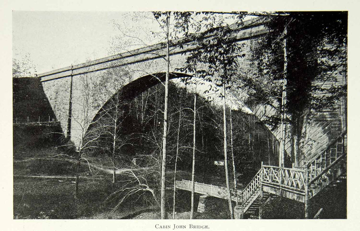 1903 Print Union Arch Bridge Cabin John Maryland Alfred L. Rives Aqued ...