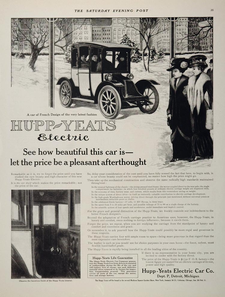 1911 Ad Antique Hupp-Yeats Electric Car Vintage Auto - ORIGINAL ADVERT ...