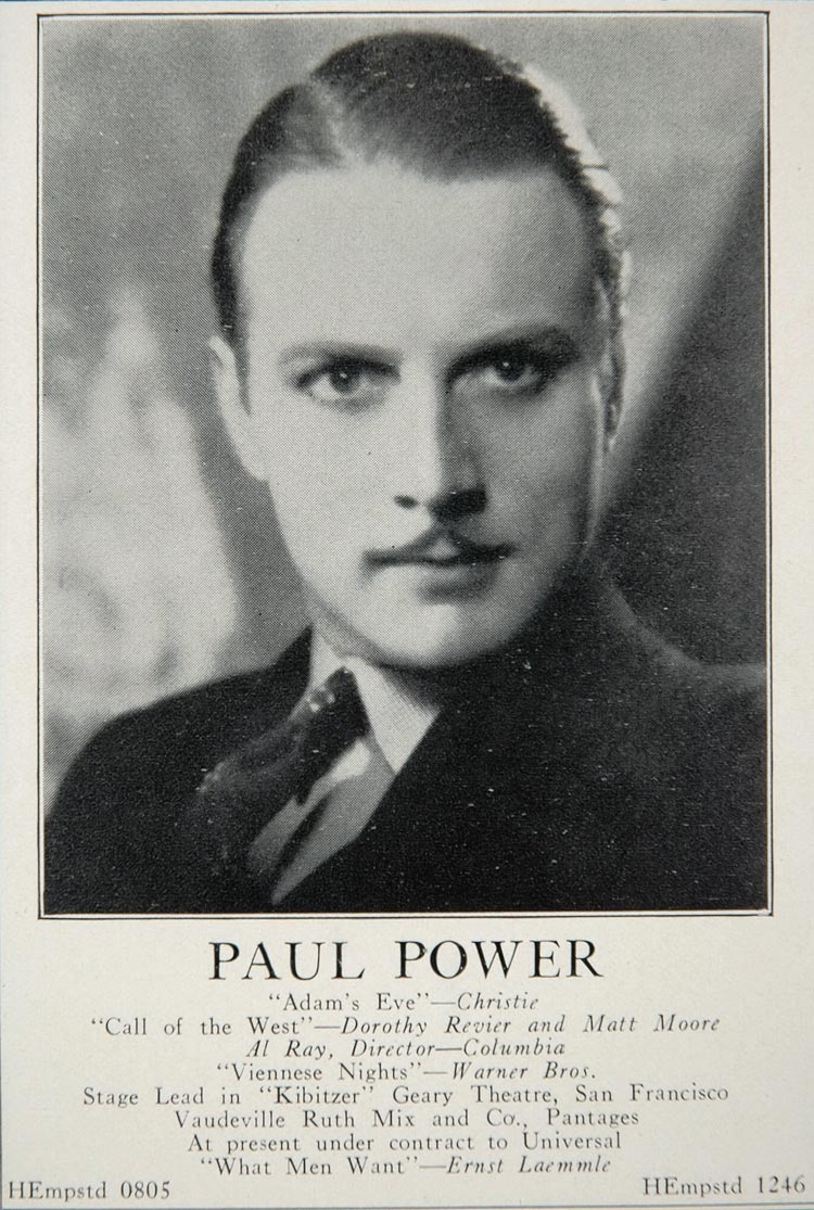 1930 Paul Power Columbia Universal Warner Actor Ad Casting Movies Adam ...