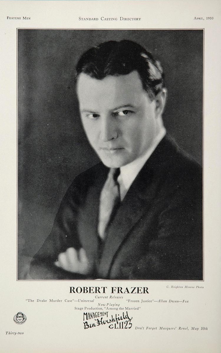 1930 Robert Frazer Actor Movie Film Stage Casting Ad - ORIGINAL CAST2 ...