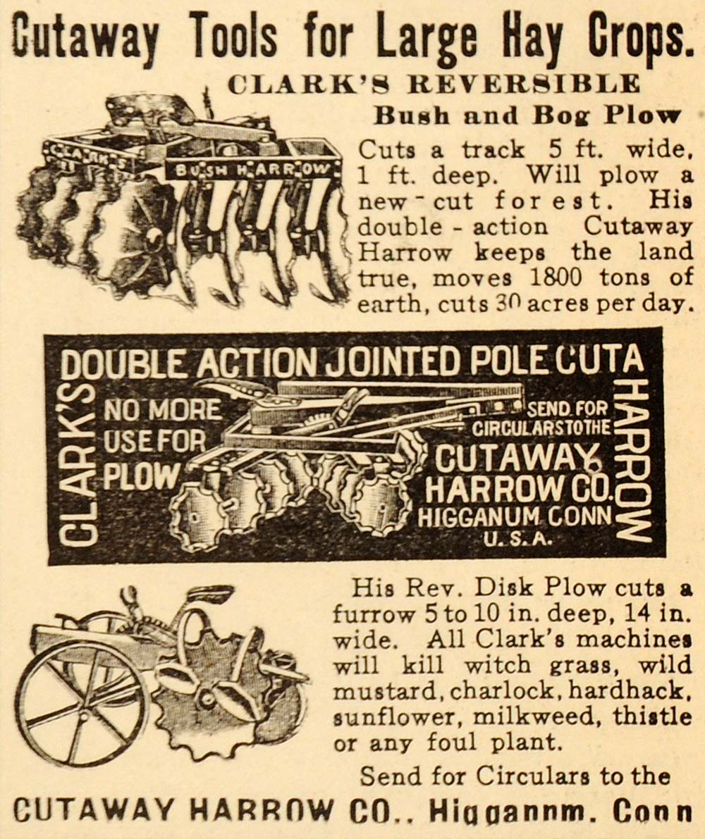 1907 Ad Cutaway Harrow Company Tools Disk Plow Hay Crop - ORIGINAL CG1 ...