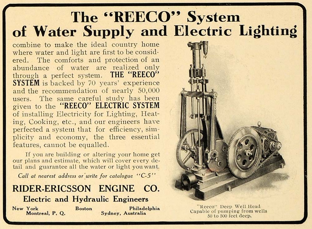 1913 Ad Rider-Ericsson Engine Reeco Electric System - ORIGINAL ADVERTI ...