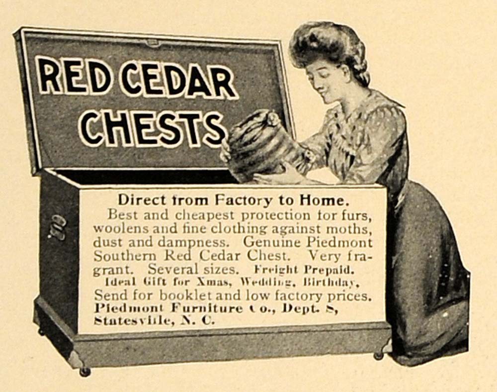 1906 Ad Piedmont Southern Red Cedar Chests Trunks - ORIGINAL ADVERTISI ...