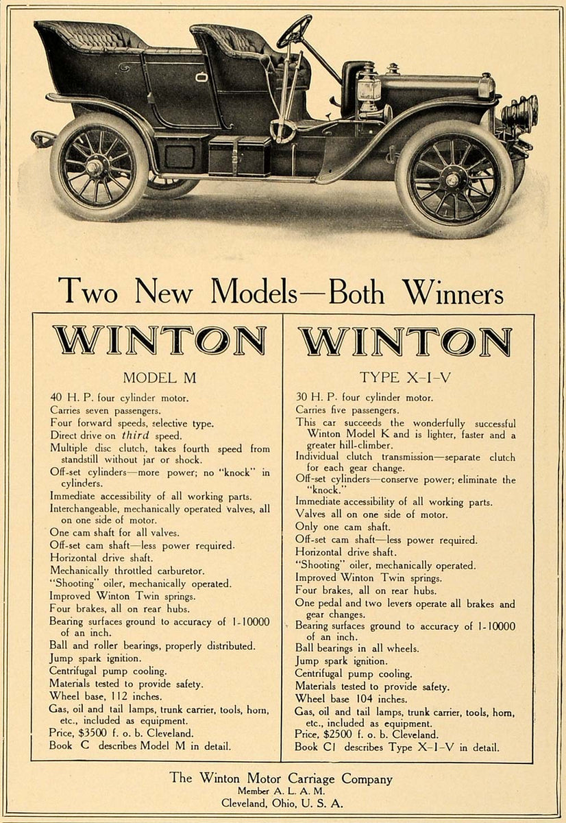 1906 Ad Winton Model M Motor Carriage Cleveland Ohio - ORIGINAL ADVERT ...