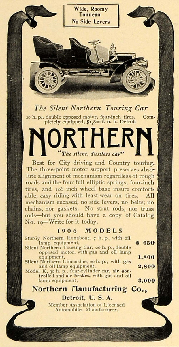 1906 Ad Northern Touring Car Automobile Tonneau Motor - ORIGINAL ADVER ...