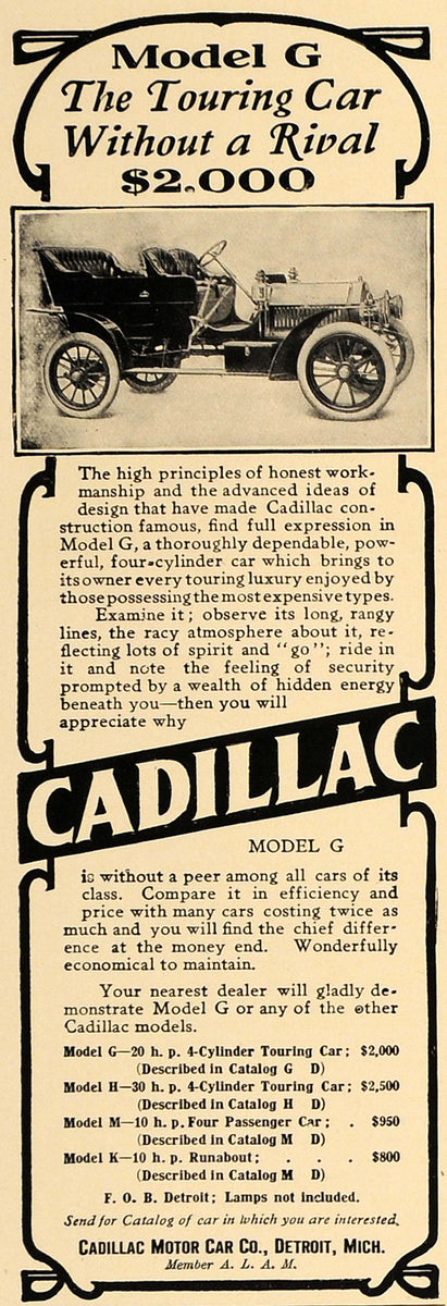 1907 Ad Cadillac Model G Touring Car Pricing Models - ORIGINAL ADVERTI ...