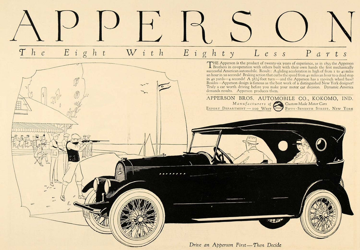 1919 Ad Apperson Eight Antique Automobile Shooting - ORIGINAL ADVERTIS ...