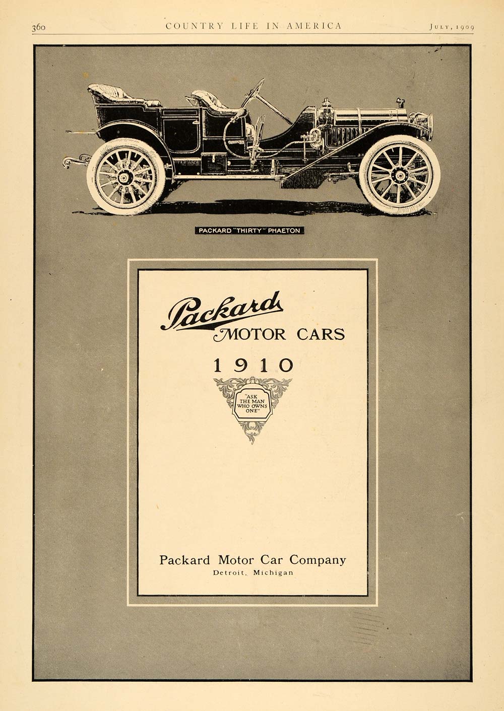 1909 Ad Packard Thirty Phaeton Antique Motor Car - ORIGINAL ADVERTISIN ...