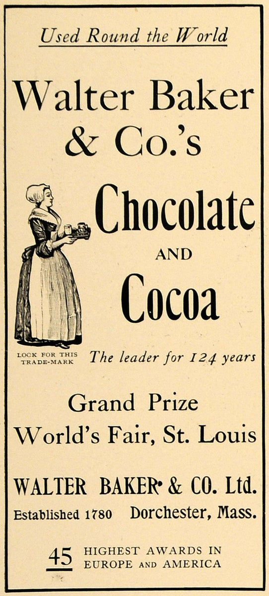 1905 Ad Walter Baker Chocolate Cocoa Woman Maid - ORIGINAL ADVERTISING ...