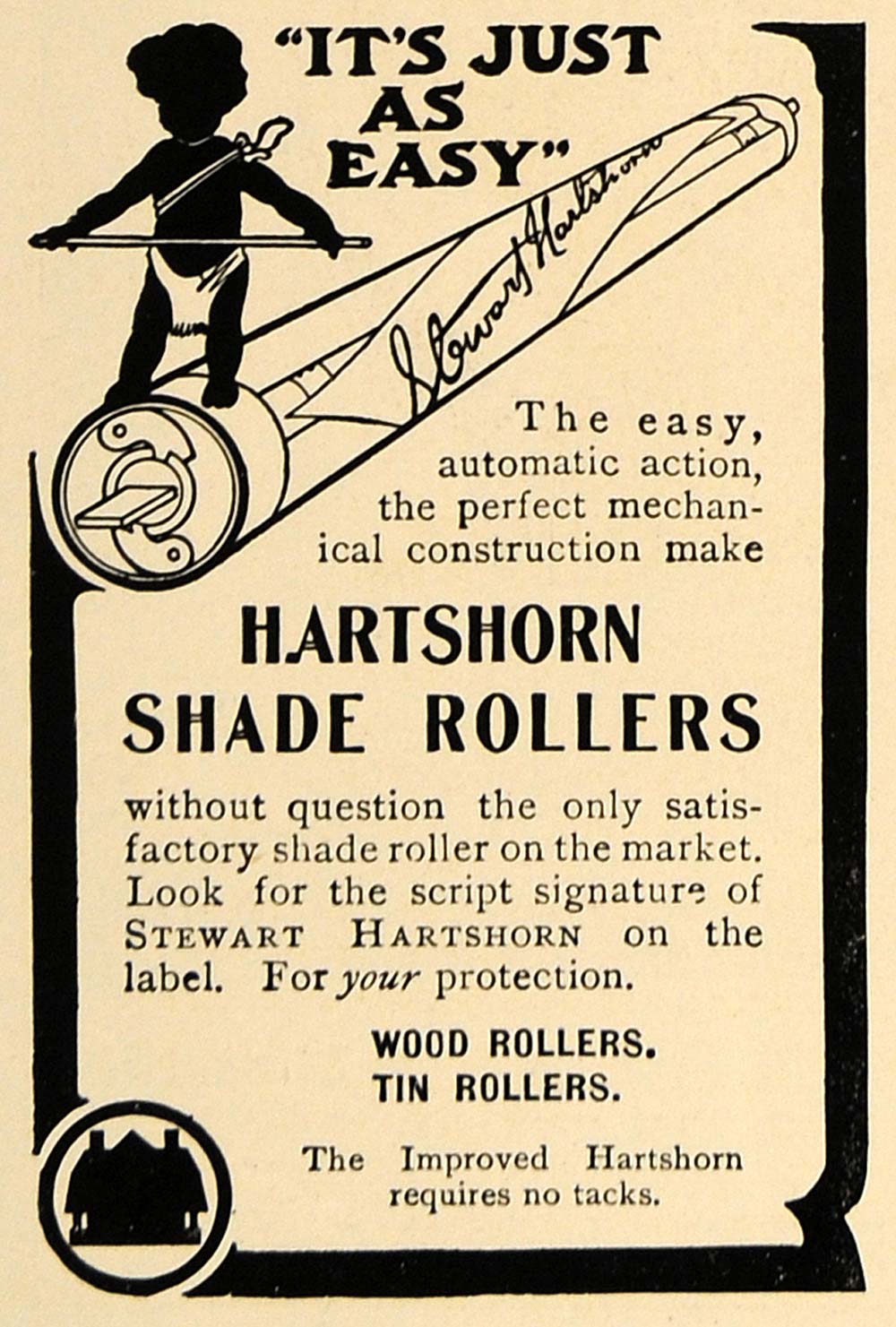 1906 Ad Stewart Hartshorn Window Shade Rollers Wood Tin - ORIGINAL CL8 ...