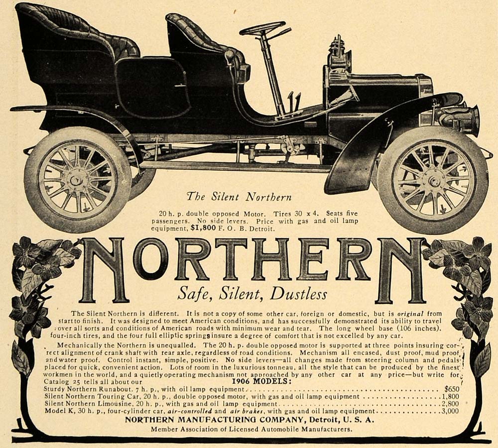 1906 Ad Northern Manufacturing Sturdy Runabout Car - ORIGINAL ADVERTIS ...