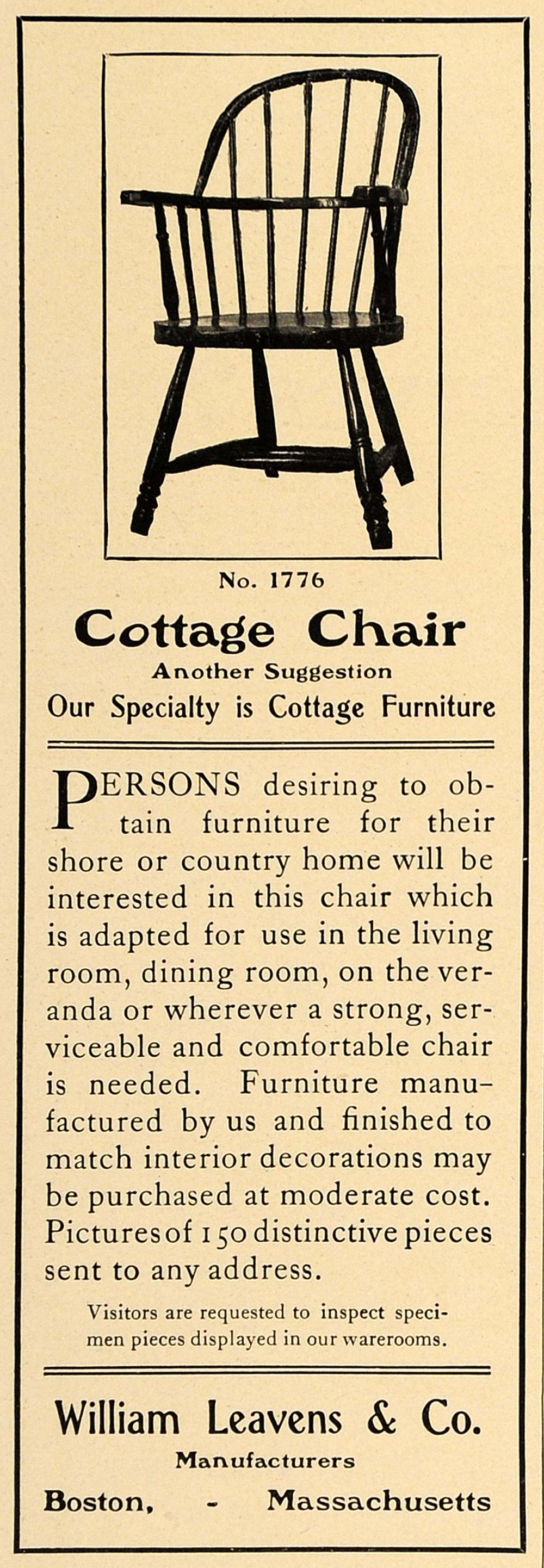 1906 Ad William Leavens Cottage Chair No 1776 Furniture - ORIGINAL CL8 ...