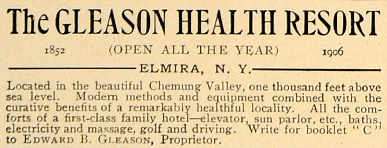 1906 Ad Edward Gleason Health Resort Sanitarium Fisher - ORIGINAL CL9 ...