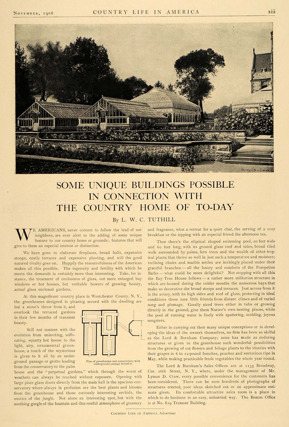 1906 Article Buildings Country Home Tuthill Architect - ORIGINAL CL9 ...