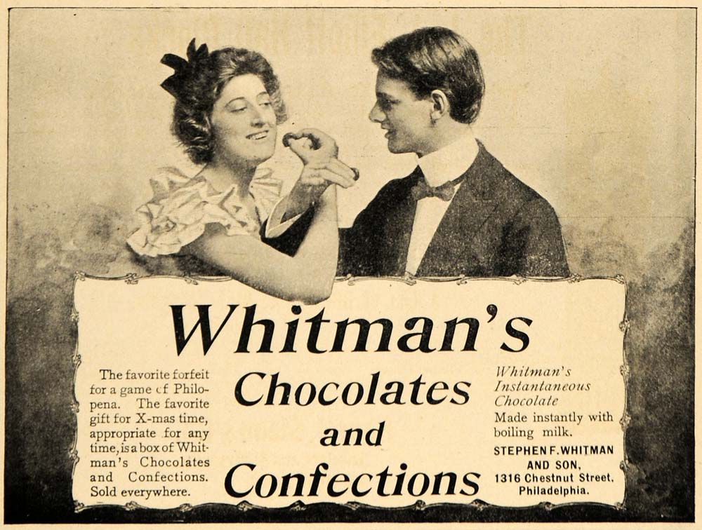 1899 Ad Stephen Whitman Son Chocolate Confections Candy 1316 Chestnut ...