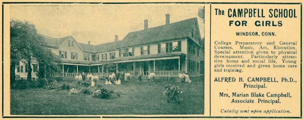 1904 Ad Alfred Campbell College Prep School Building Girl Marian Blake ...