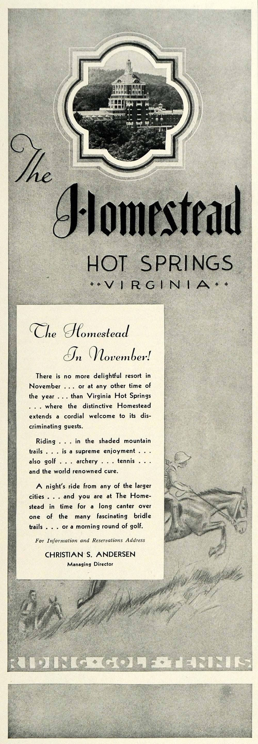 1931 Ad Homestead Hotel Resort Hot Springs Virginia Christian S Anders ...