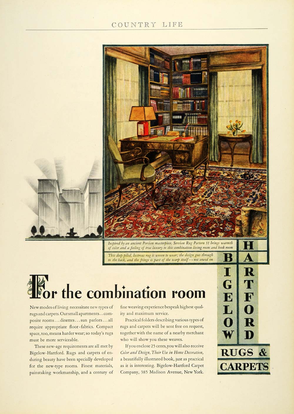 1931 Ad Bigelow-Hartford Carpet Co Madison Ave NY Persian Servian Rug ...