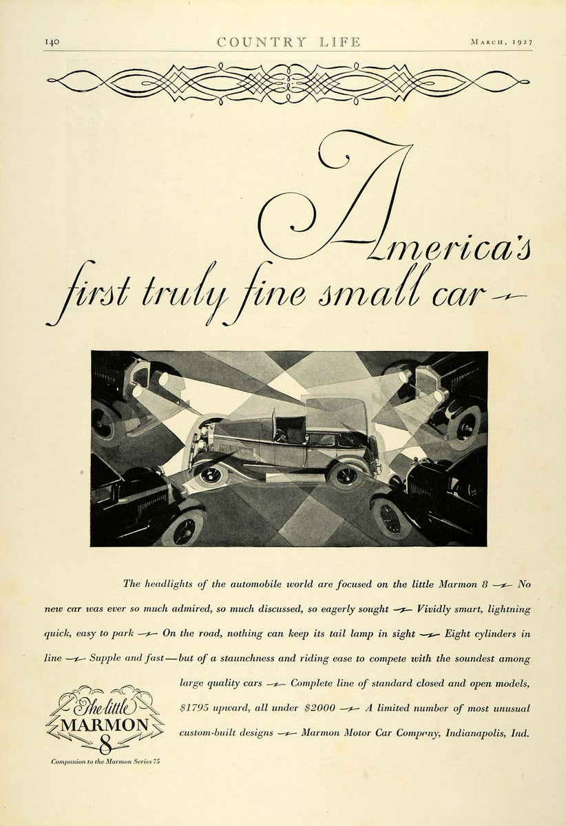 1927 Ad Antique Little Marmon 8 Enclosed Convertible Automobile Car Pr ...