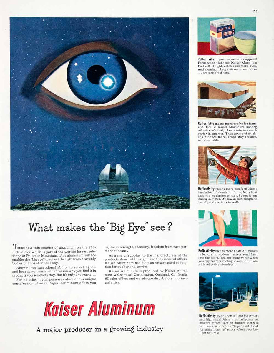 1951 Ad Kaiser Aluminum Chemical Oakland Palomar Mountain San Diego CO ...