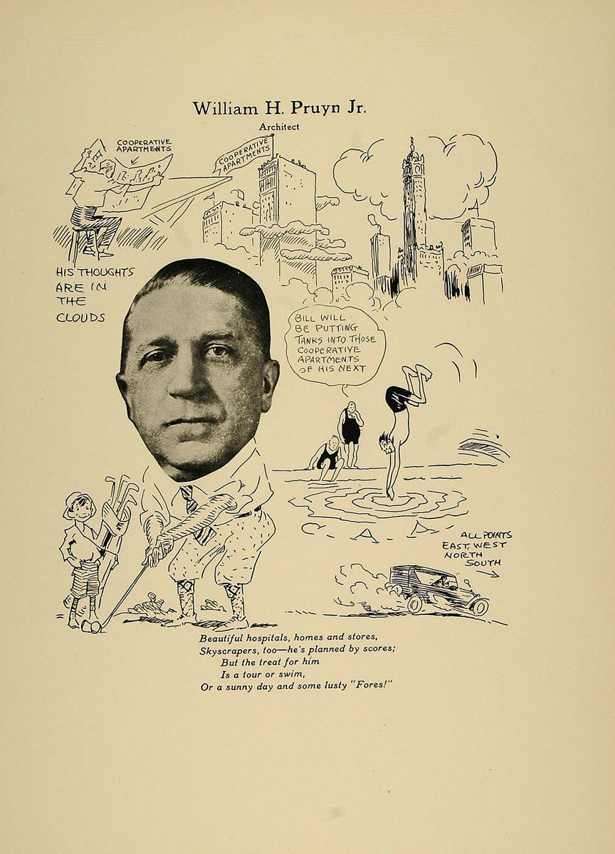 1923 Print William H. Pruyn Jr Chicago Architect Golfer - ORIGINAL CP1 ...